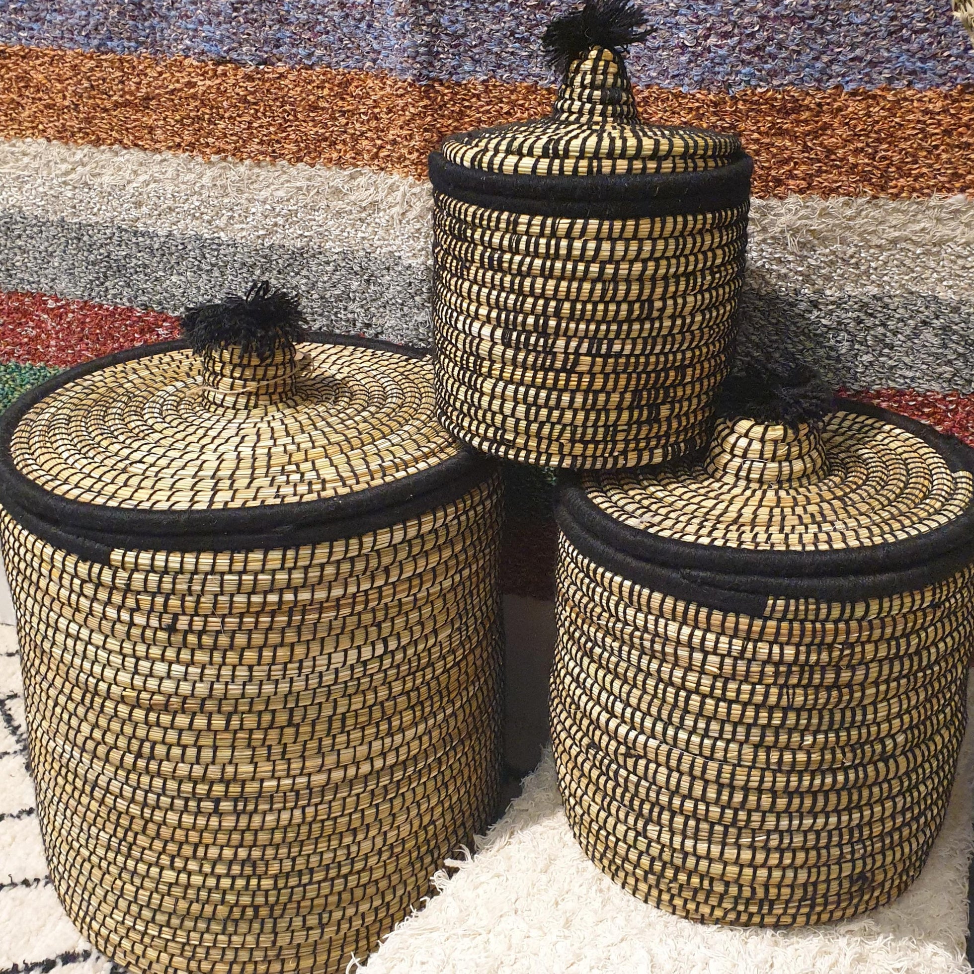 Moroccan Handmade Storage Baskets with Lid – Jarapa